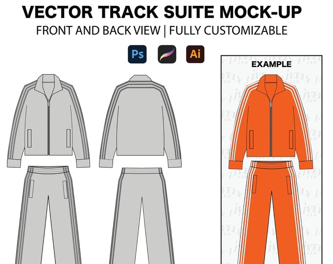Track Suite Vector Mock-ups|streetwear Clothing Vector Mockups Techpack ...