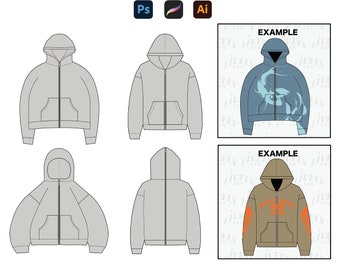 Work Jacket Vector Mock-ups|streetwear Clothing Vector Mockups Techpack ...