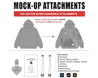 Zip-up Vector Mock-ups | Streetwear Clothing Vector Mockups Techpack ...