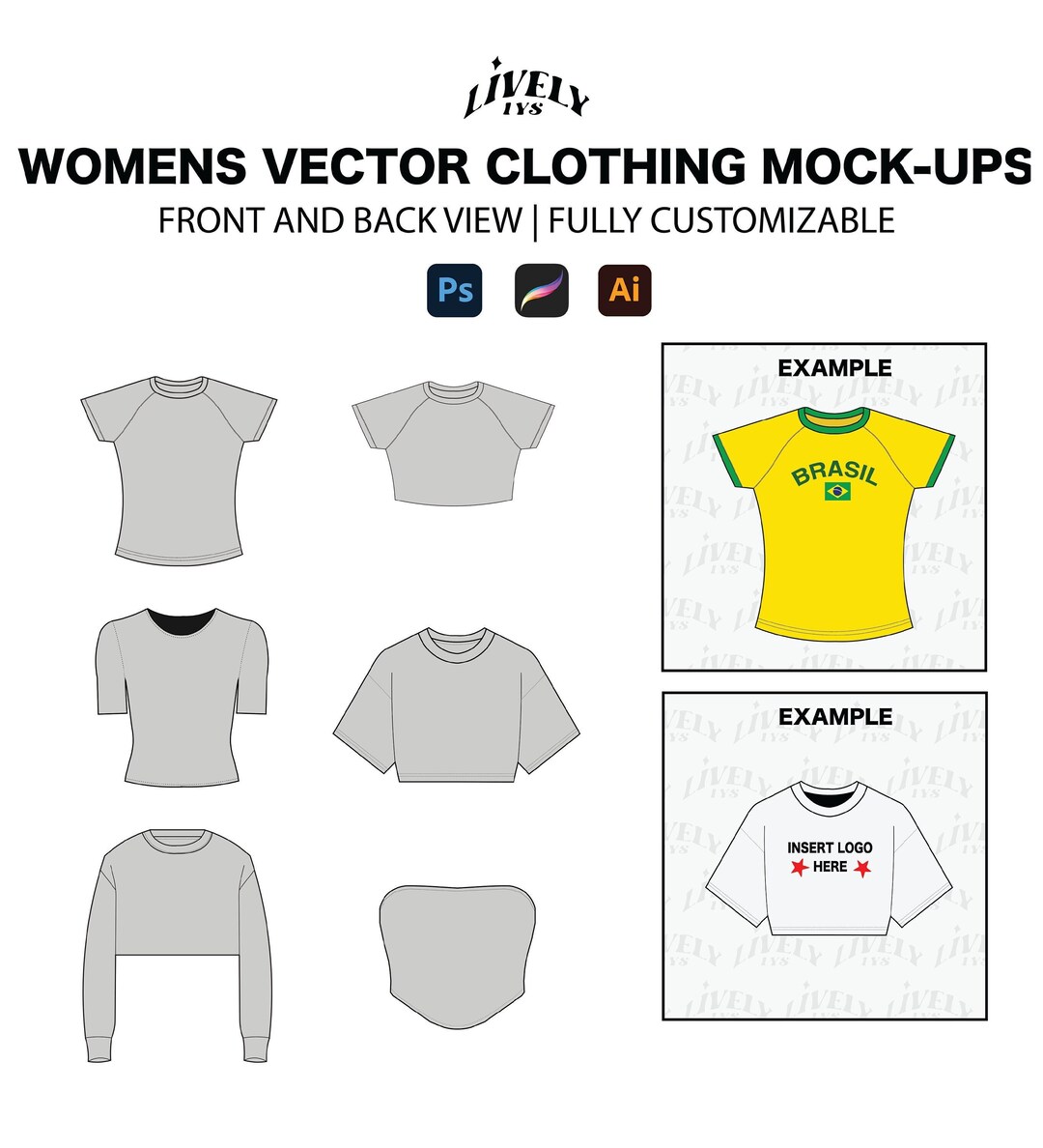 Crop Tops Women Vector Mock-ups|streetwear Clothing Vector Mockups ...
