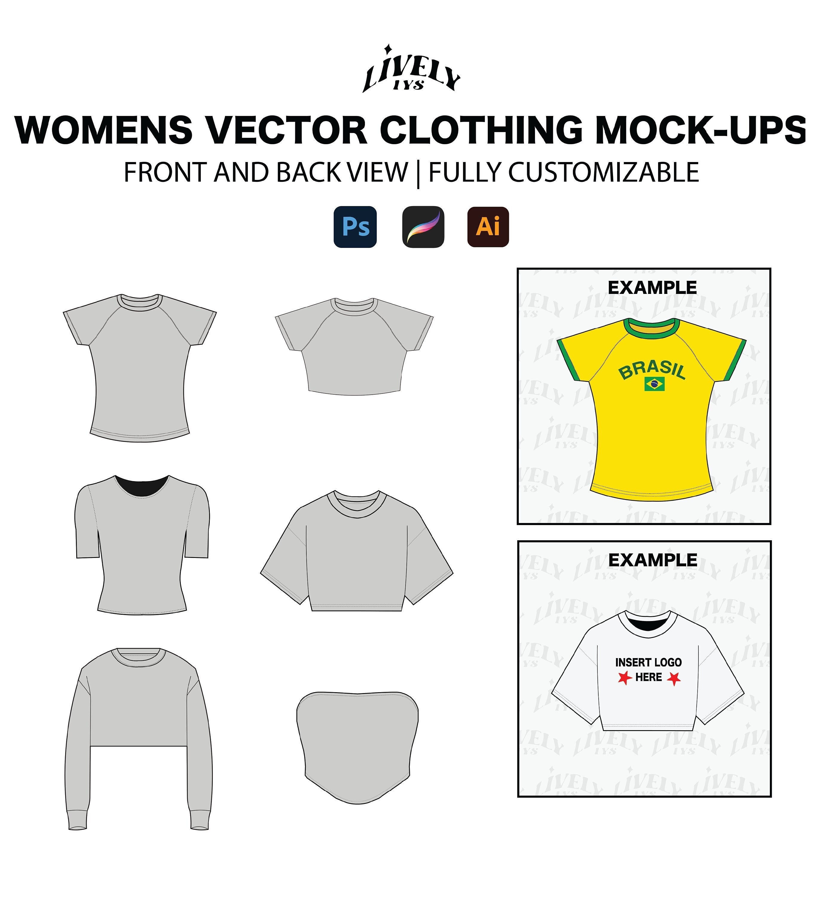 Crop Tops Women Vector Mock-ups|streetwear Clothing Vector Mockups ...