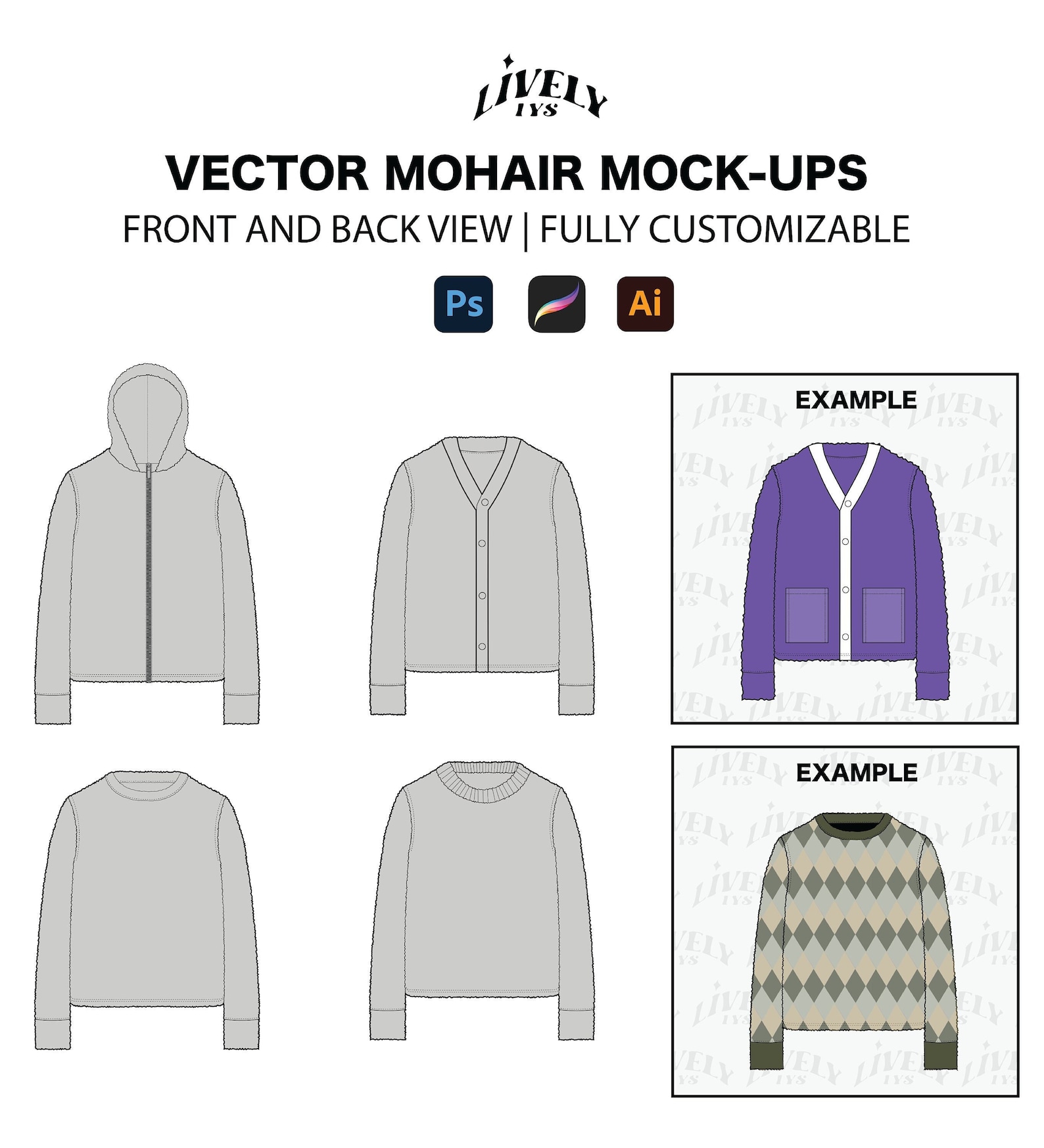 Mohair Vector Mock-ups|streetwear Clothing Vector Mockups Techpack ...