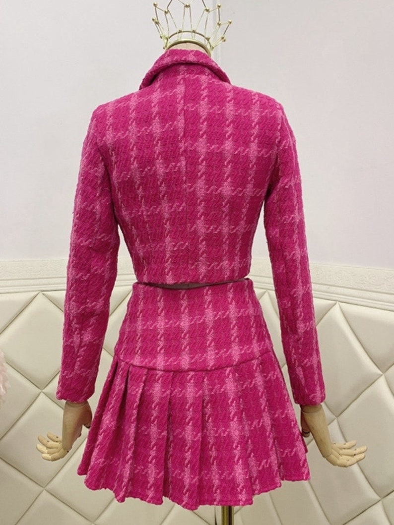 Vintage Tweed Two Piece Set Crop Top Jacket Mini Skirt Fall Fragrance ...