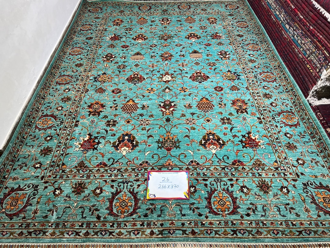9x12 Turquoise Bidjar Area Rug, Afghan Hand Knotted Veg Dyes Wool ...