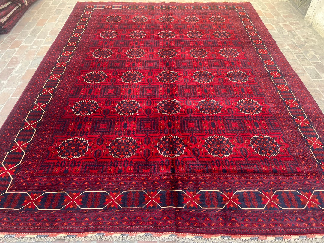 10x13 Ft Red Khal Mohammadi Rug: Large Afghan Wool Carpet - Etsy