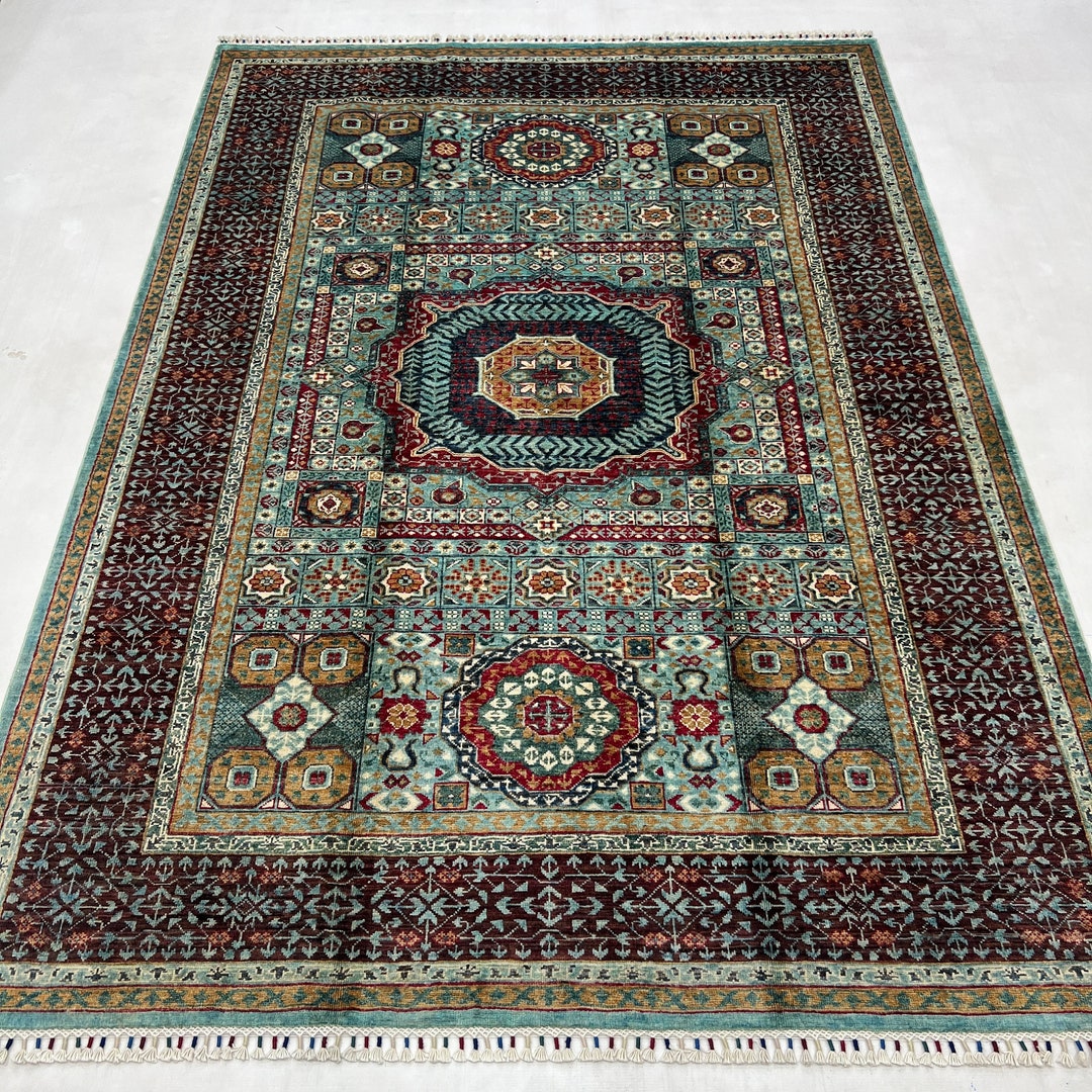 6x8 Ft Mamluk Area Rug - Afghan Hand Knotted Fine 6x8 Ft Rug - Oriental ...