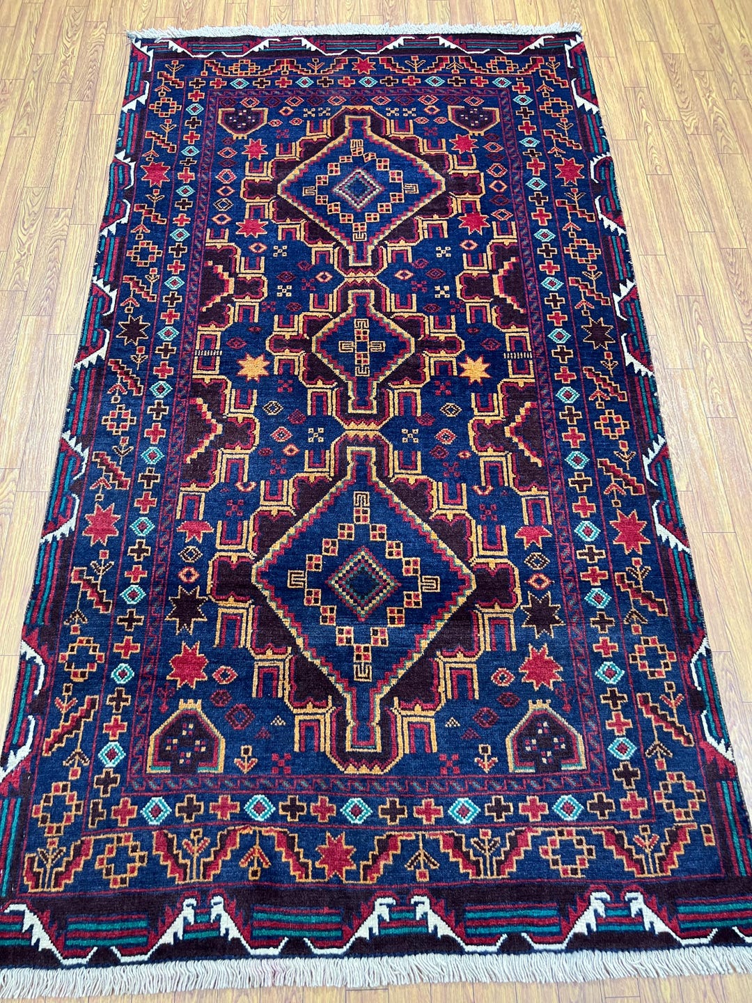 Handmade 3'4'' X 6' Ft 1960s Vintage Area Rug - Afghan Nomad Veg Dyed ...