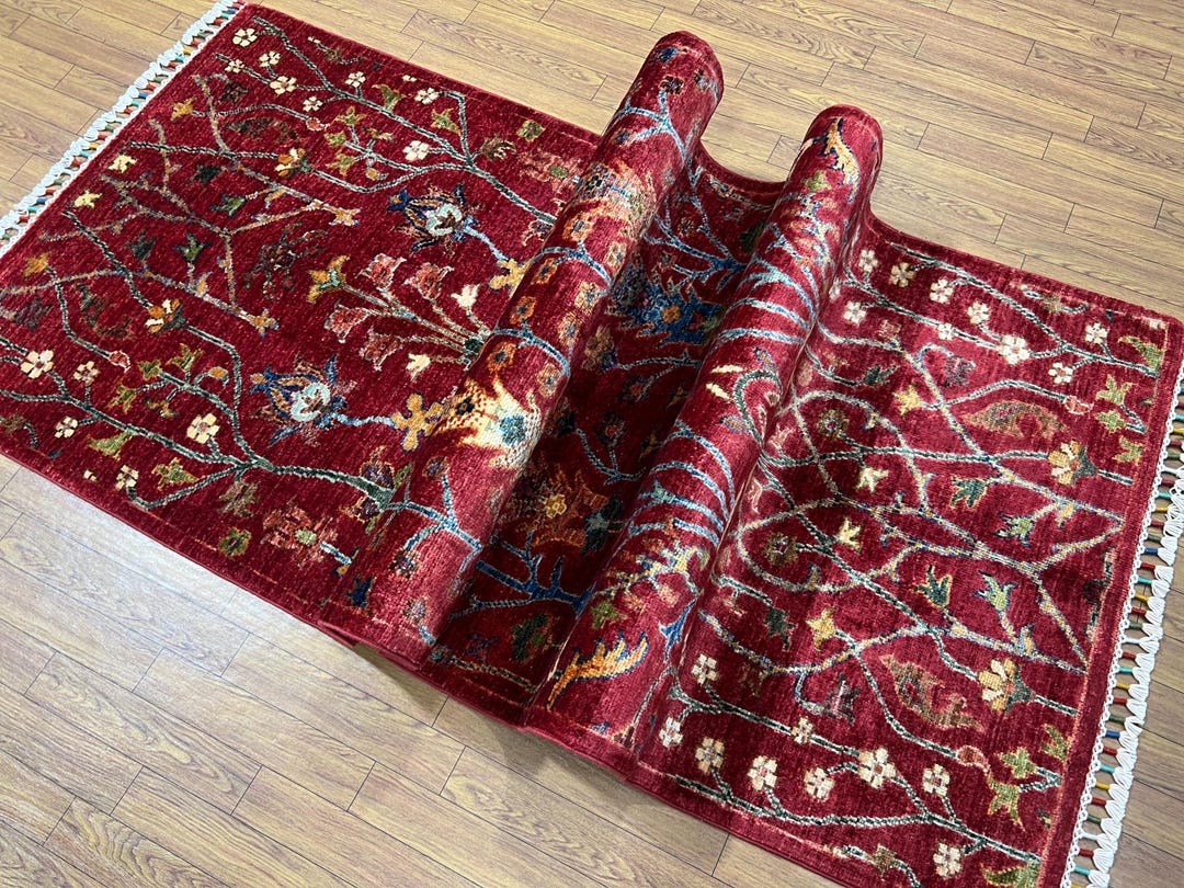 Red 7 Ft Tree of Life Runner Rug - Hand Knotted Chobi Runner 3x7 ...