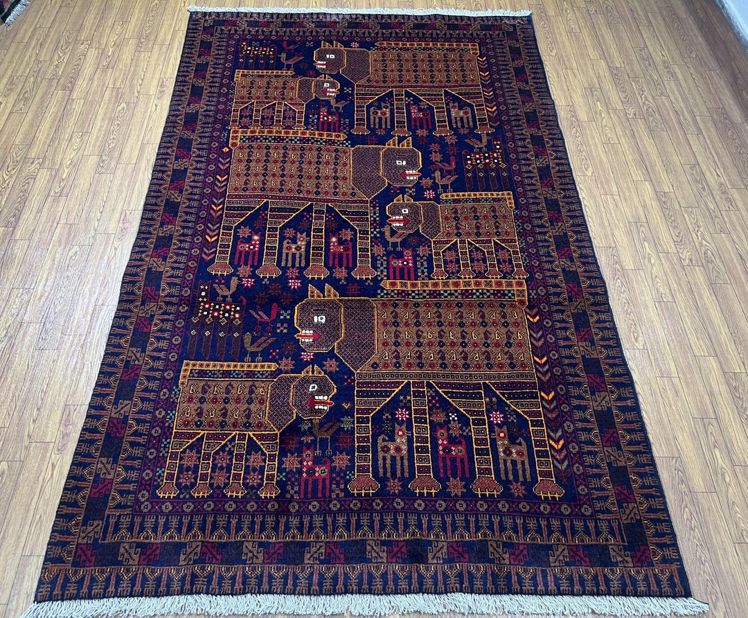 4x7 Baluch Pictorial Rug, 100% Hand Knotted Natural Dye Wool Rug ...