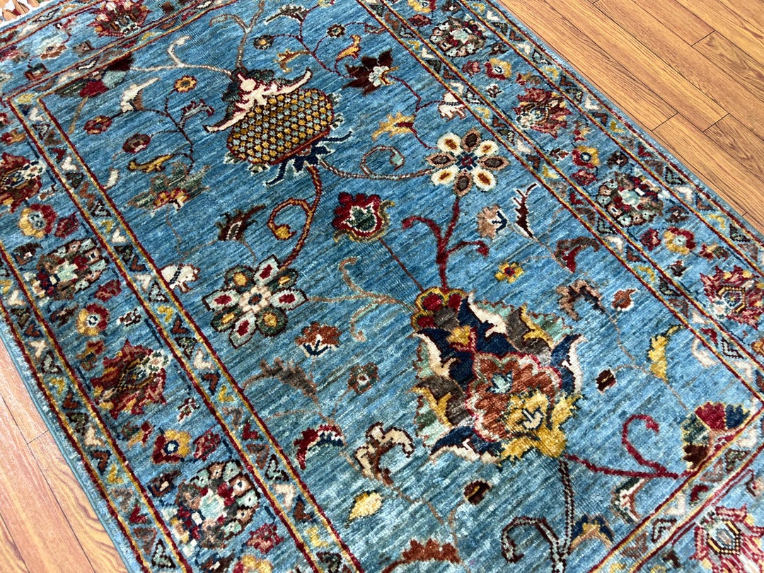 Rare Find 3x4 Ft Blue Bidjar Area Rug Handmade Afghan Veg Dyed Floral ...
