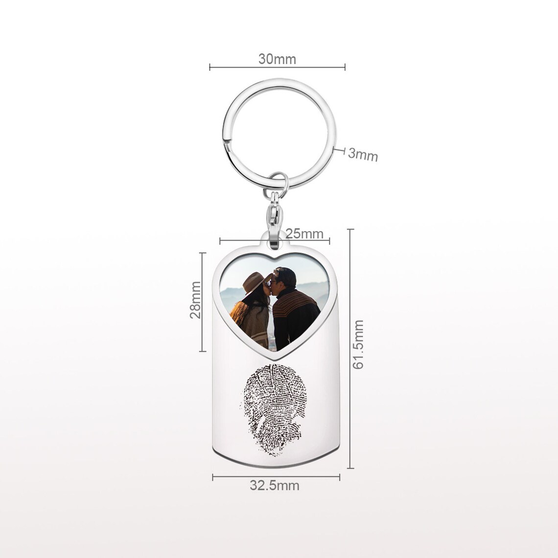 Personalized Engraved Handwriting Fingerprint Keyring, Custom Photo ...