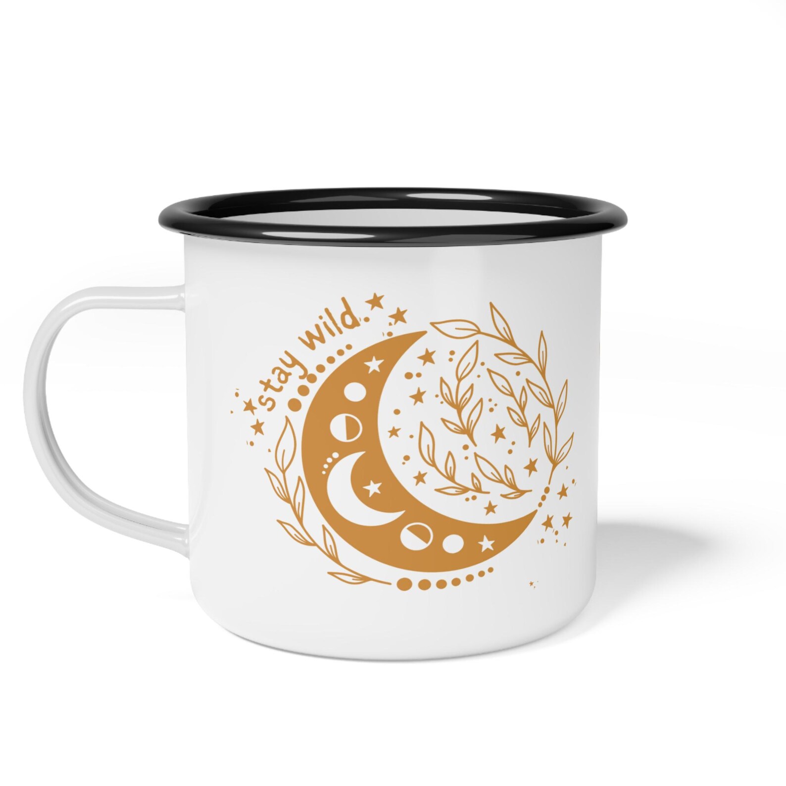 Stay Wild Moon Enamel Camp Cup, Nature Crescent Moon 12oz Coffee Mug ...