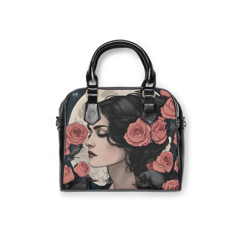 Rose Goddess of the Moon and Raven Print Shoulder Handbag - Etsy