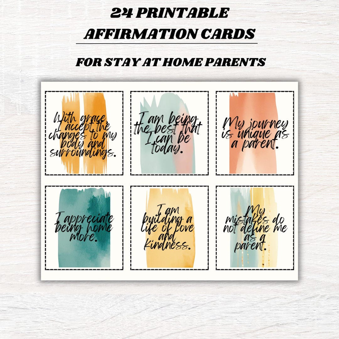 24 Stay at Home Parent Affirmation Cards. Download Instantly and Enjoy ...