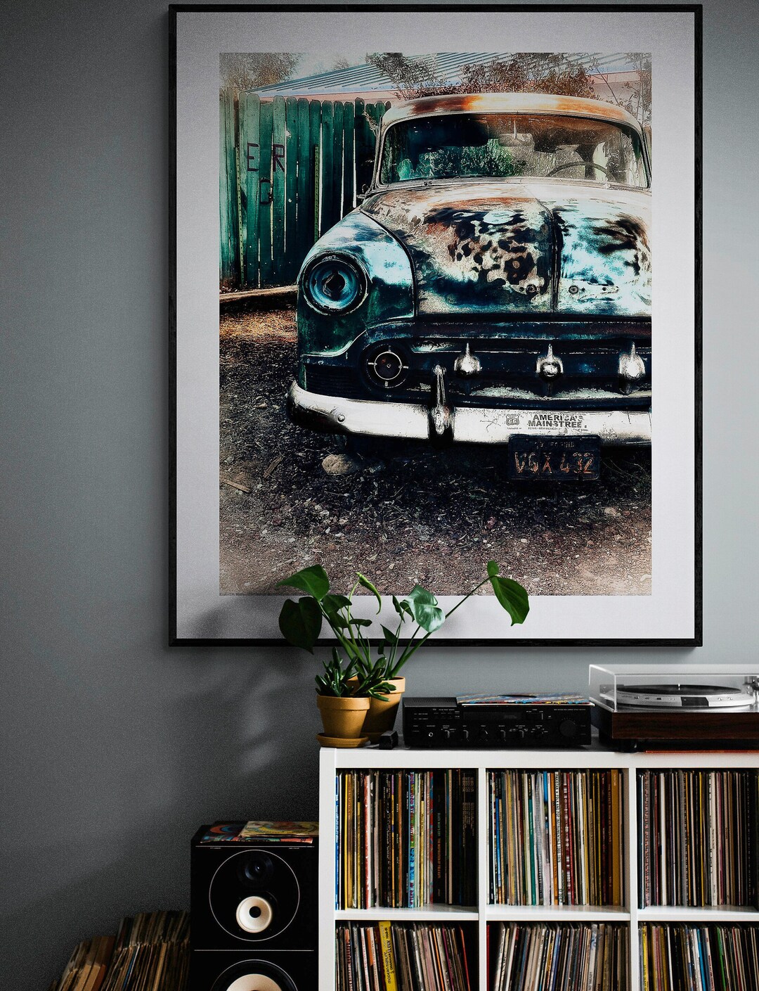 Route 66 Vintage Car Fine Art Print, Classic Car, Mainstreet America ...