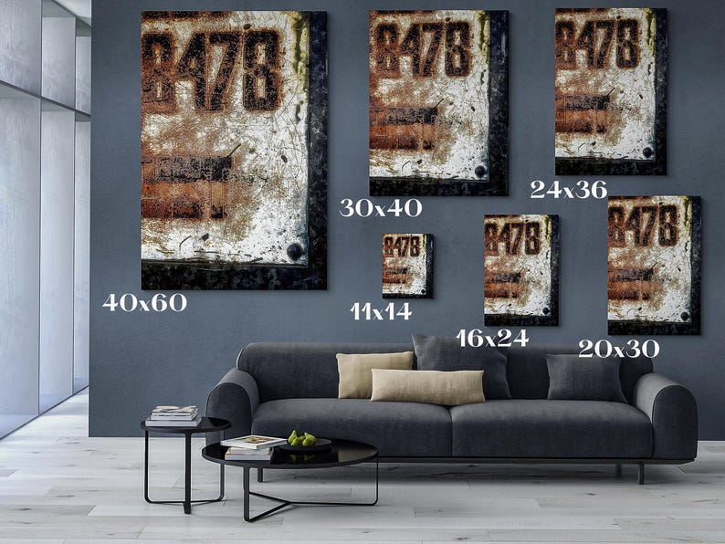 Abstract Rustic Metal Sign Print, Large Photographic Wall Art, Black ...