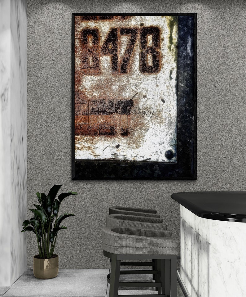 Abstract Rustic Metal Sign Print, Large Photographic Wall Art, Black ...