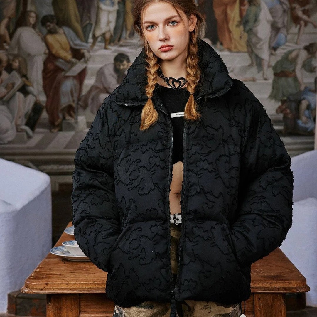 Women Puffer Jacket Embroidery Decoration - Etsy
