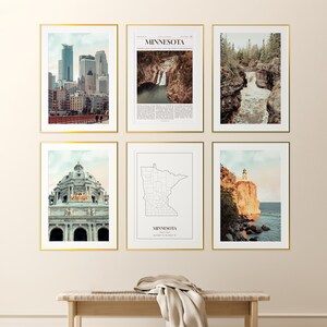 Minnesota State Prints Set of 6, Minnesota Photo Poster, Minnesota Map ...