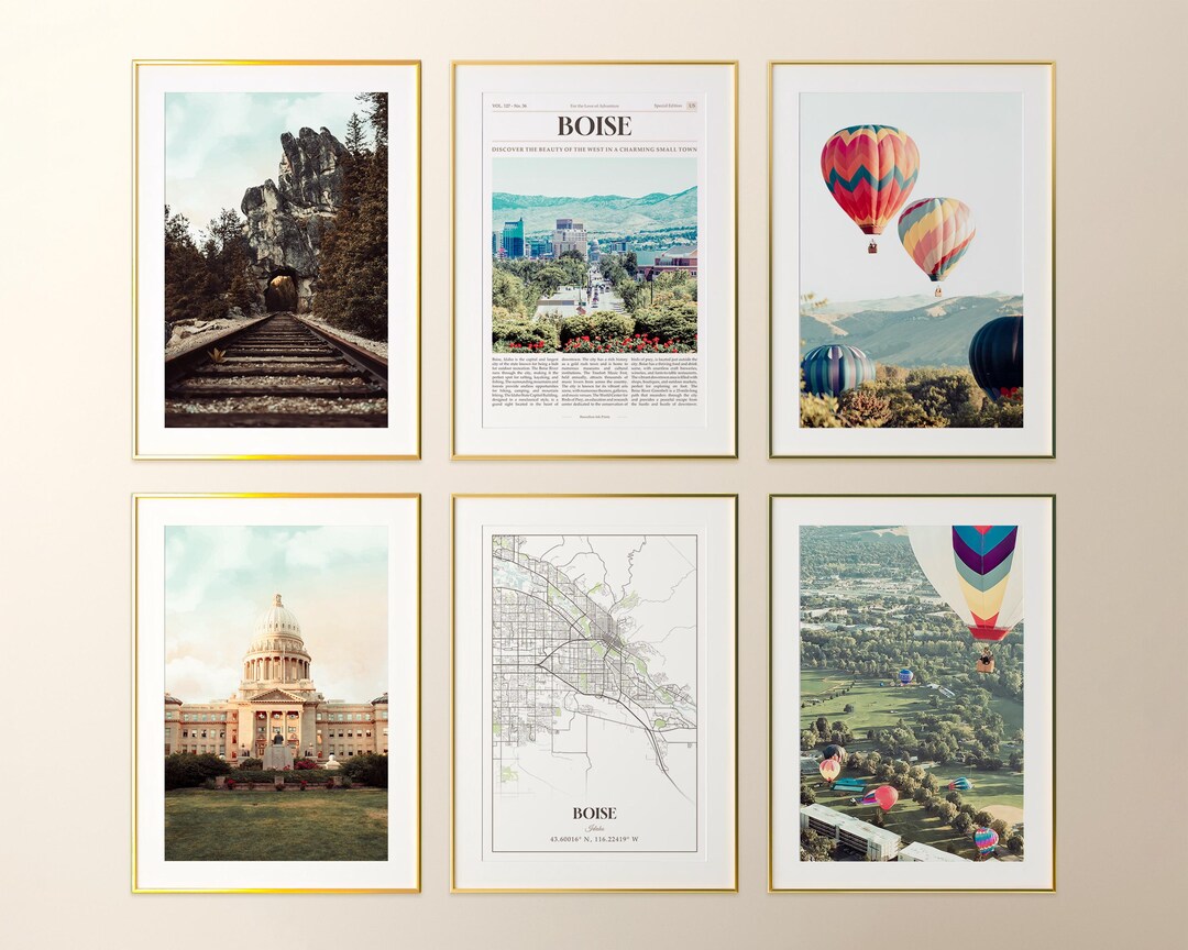 Boise Prints Set of 6, Boise Poster Photos, Boise Map, Boise Wall Art ...