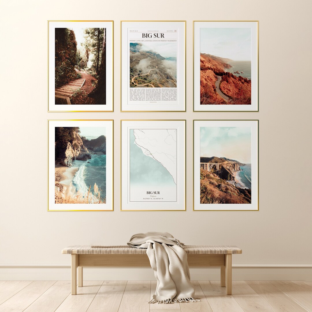 Big Sur City Prints Set of 6, Big Sur Photo Poster, Big Sur Map, Big ...