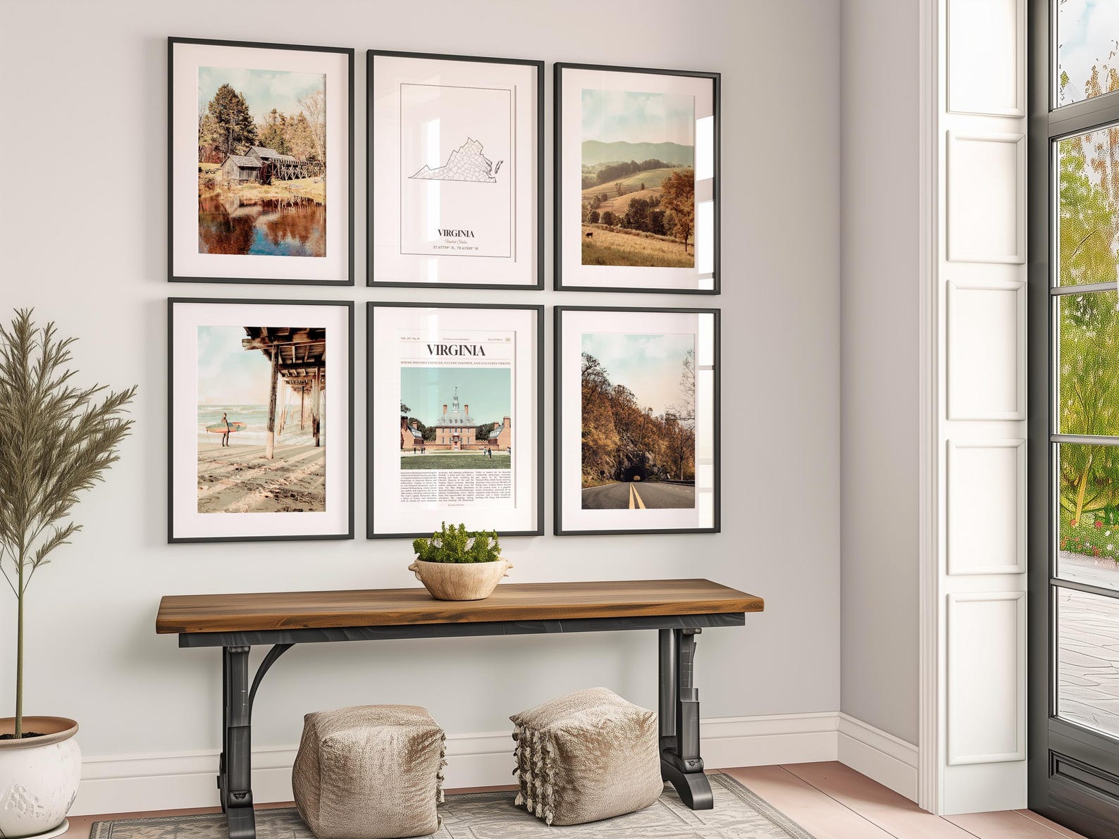 Virginia State Prints Set of 6, Virginia Poster Photos, Virginia Map ...