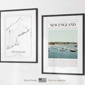 New England State Prints Set of 6, New England Poster Photos, New ...