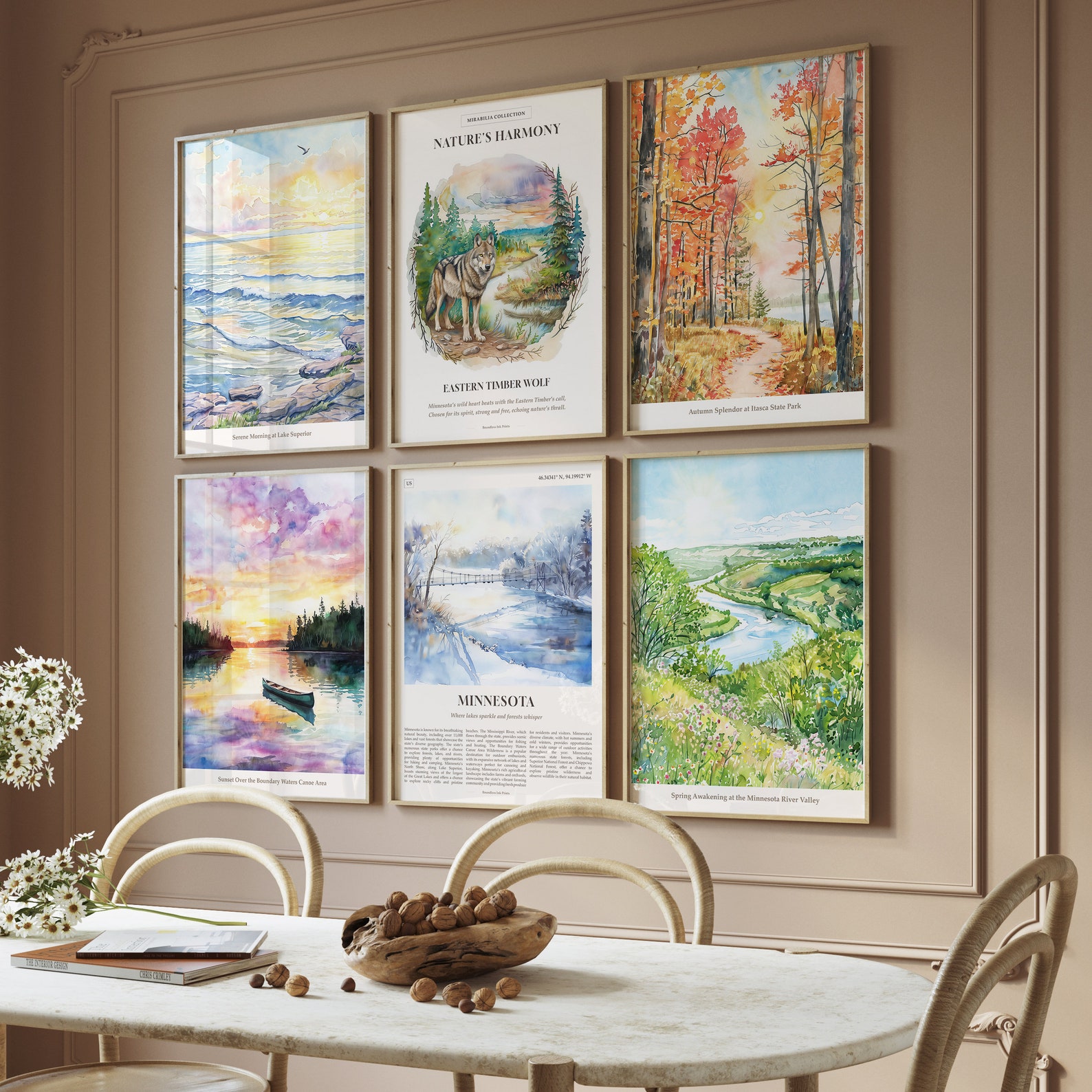 Watercolor Minnesota Prints Set of 6, Colorful Minnesota Posters ...