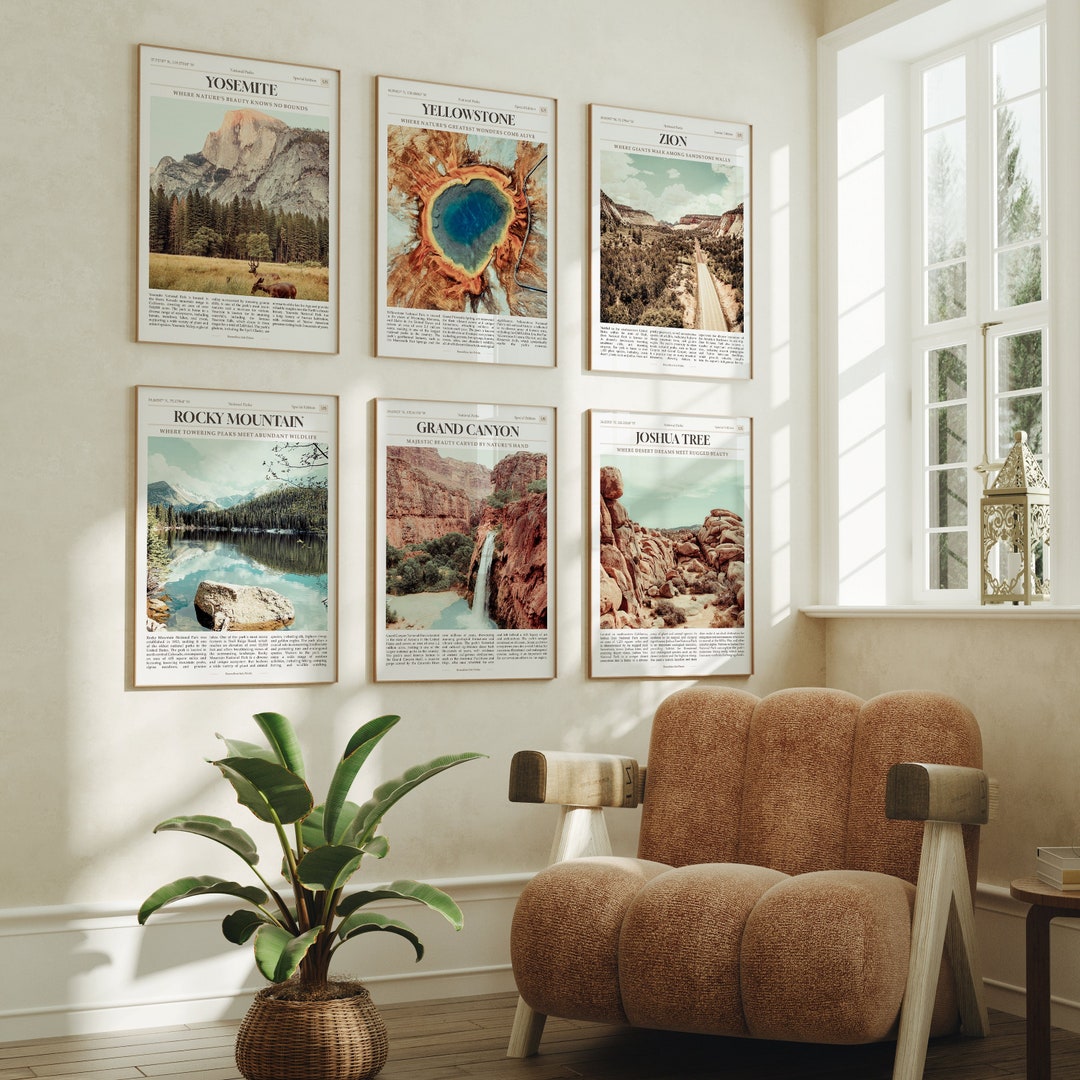 US National Parks Poster Prints Set of 6, Yosemite, Yellowstone, Zion ...