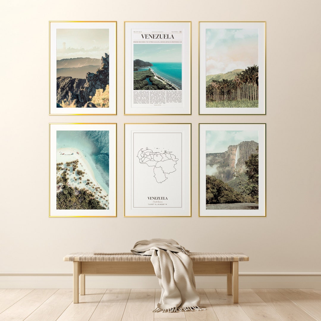 Venezuela Prints Set of 6, Venezuela Photo Poster, Venezuela Map ...
