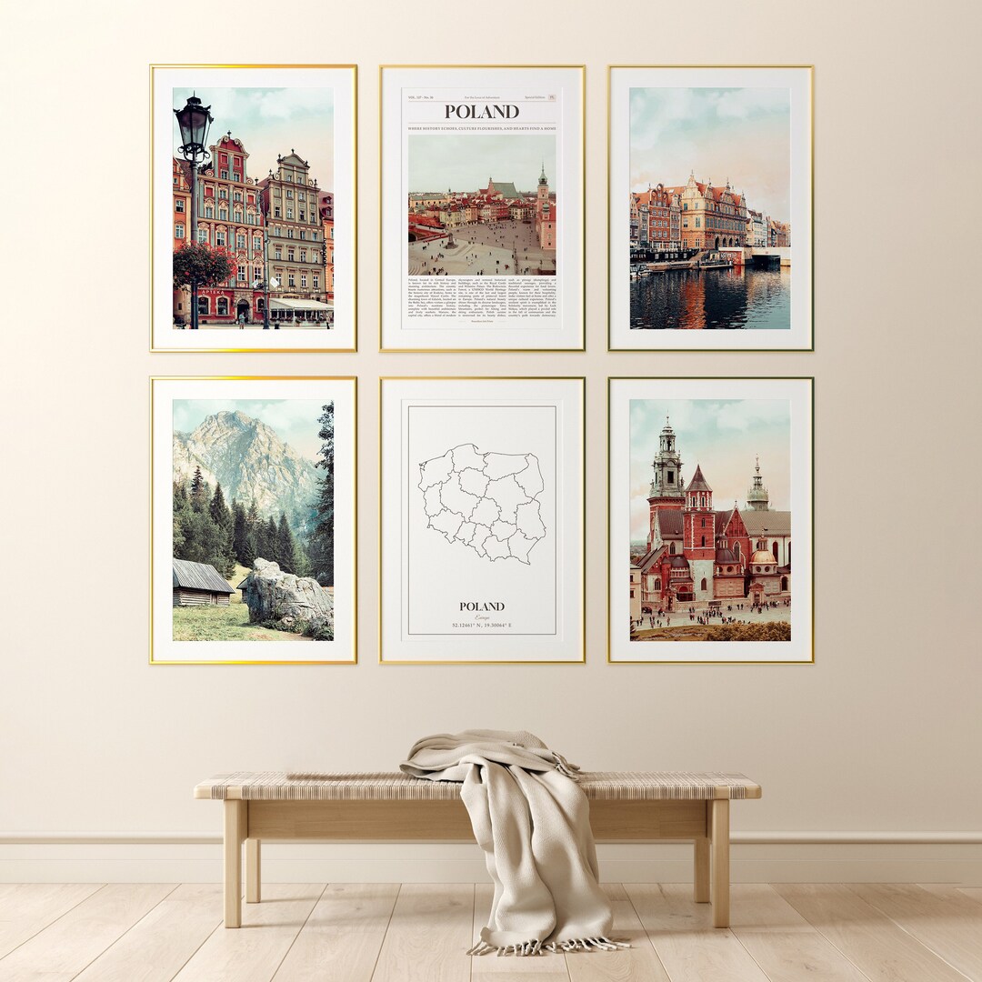 Poland Prints Set of 6, Poland Poster Photos, Poland Map, Poland Wall ...
