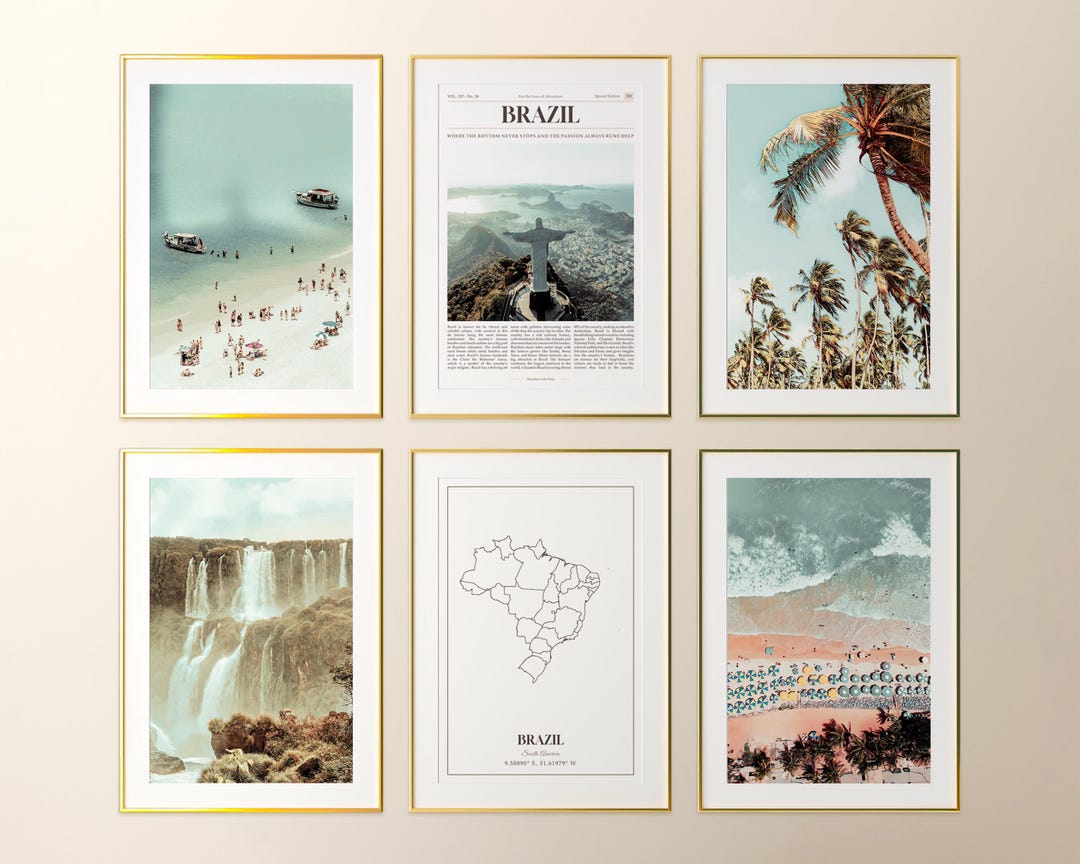 Brazil Prints Set of 6, Brazil Poster Photos, Brazil Map, Brazil Wall ...