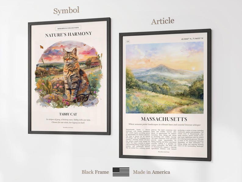 Watercolor Massachusetts Prints Set of 6, Colorful Massachusetts ...