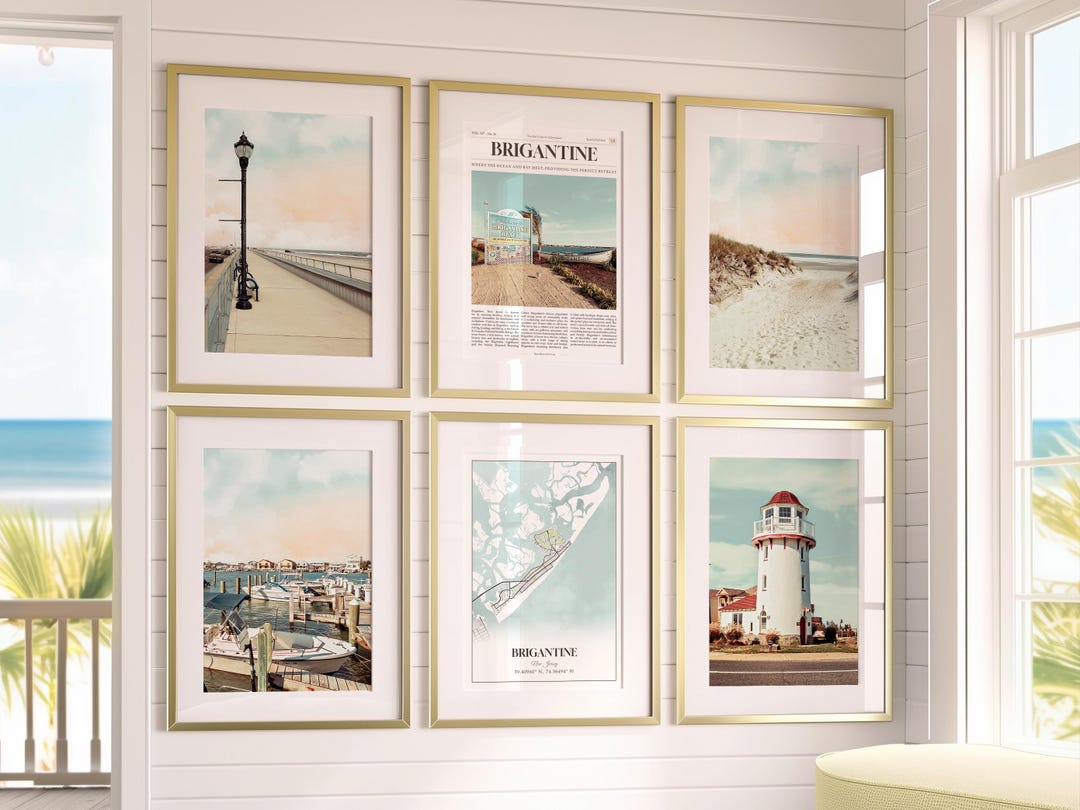 Brigantine Prints Set of 6, Brigantine Poster Photos, Brigantine Map ...
