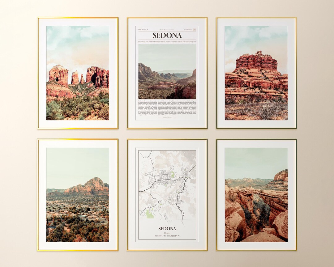 Sedona City Prints Set of 6, Sedona Poster Photos, Sedona Map, Sedona ...