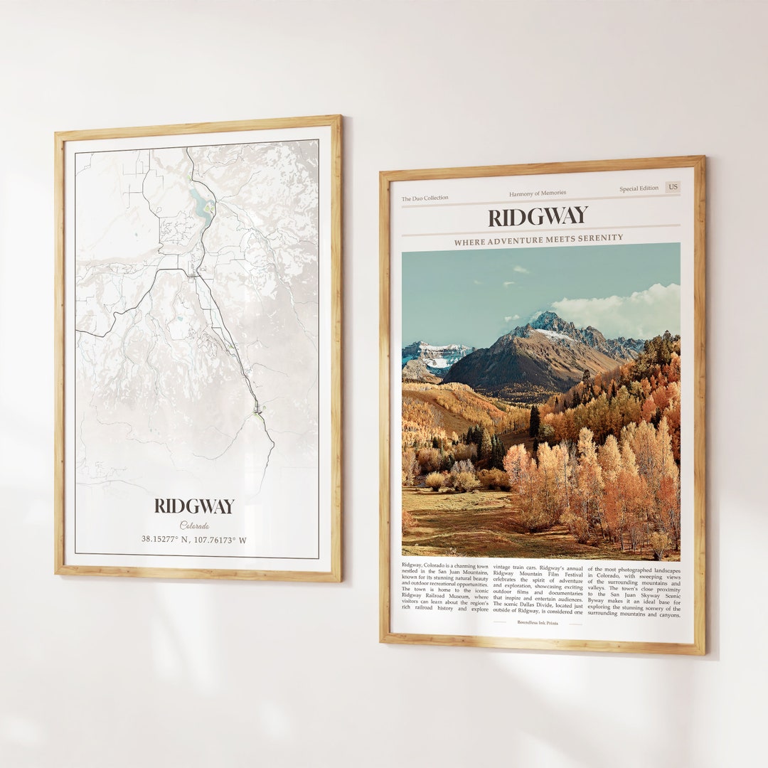 Ridgway City Prints Set of 2, Ridgway Map, Ridgway Poster Photo ...