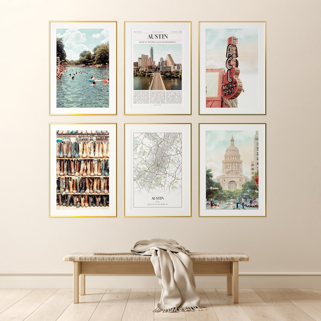 Austin City Prints Set of 6 Austin Photo Poster Austin Map - Etsy