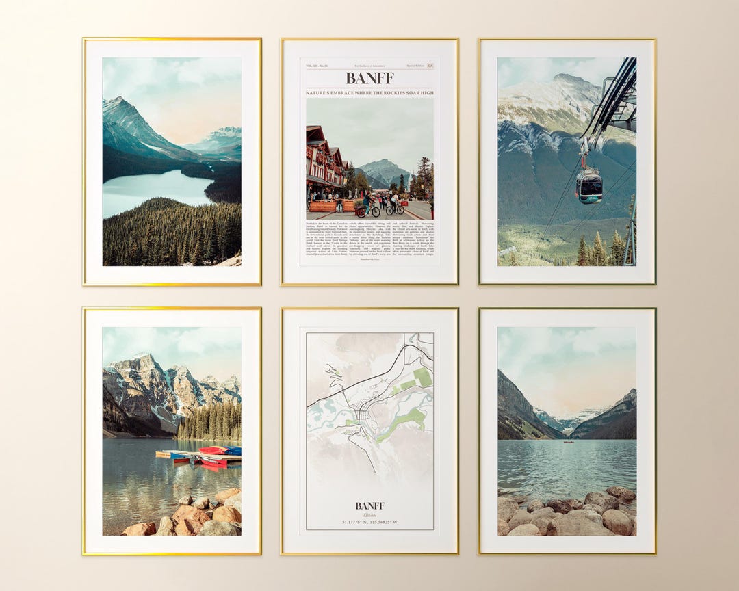 Banff City Prints Set of 6, Banff Poster Photos, Banff Map, Banff Wall ...