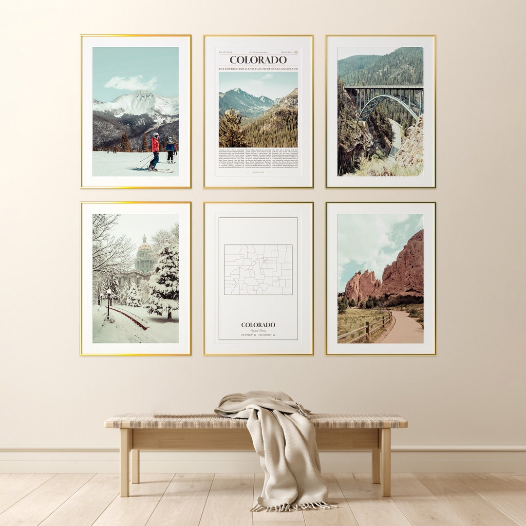 Colorado State Prints Set of 6, Colorado Photo Poster, Colorado Map ...