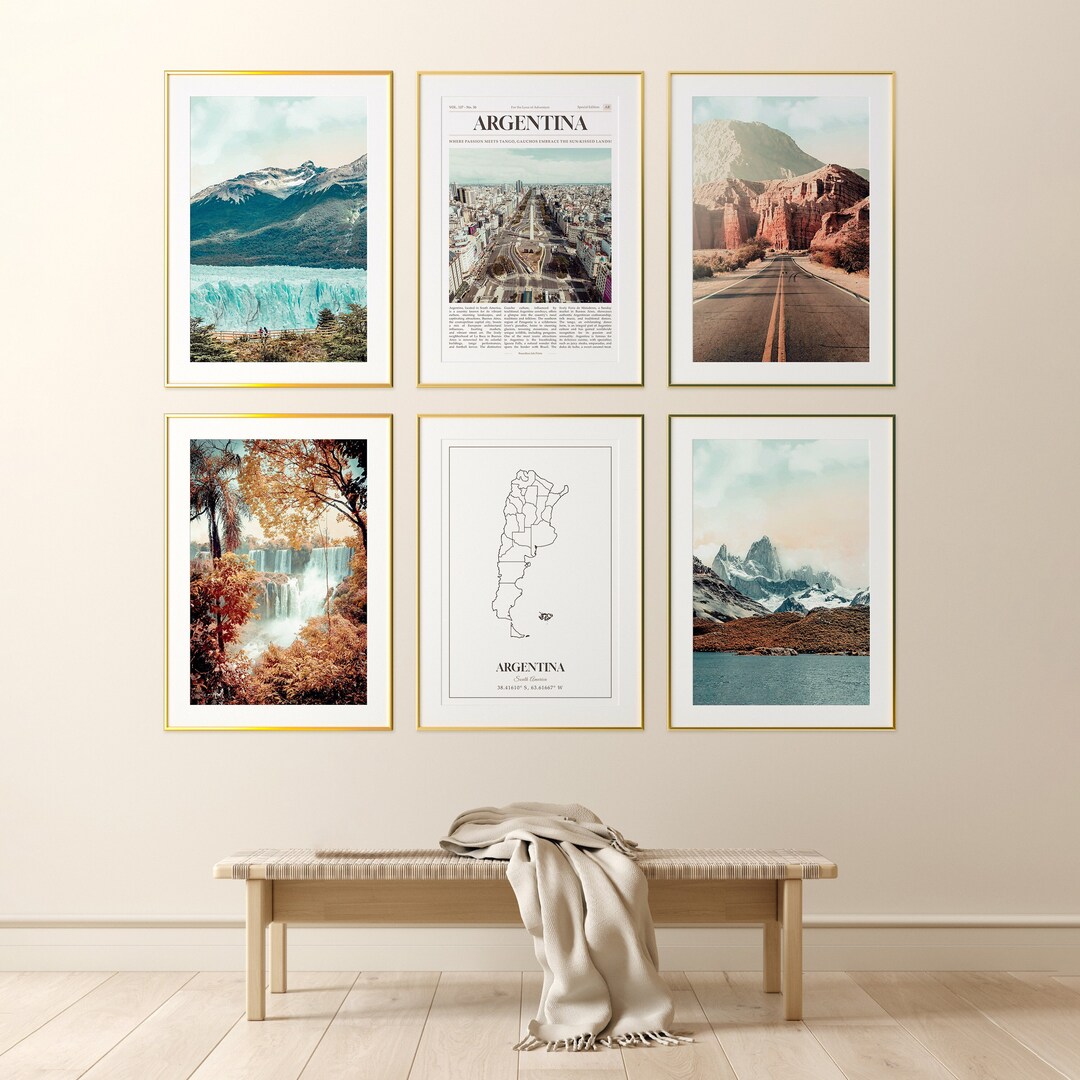 Argentina Prints Set of 6, Argentina Poster Photos, Argentina Map ...