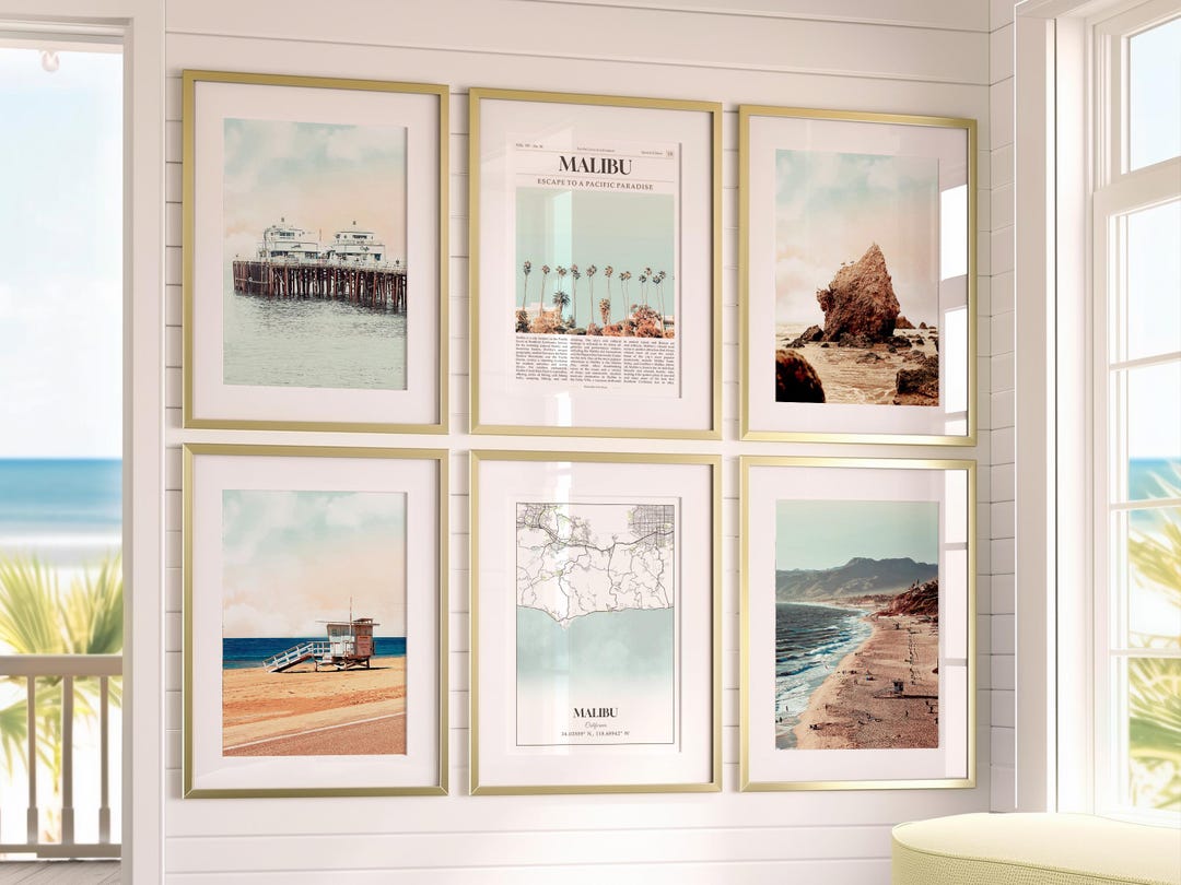 Malibu City Prints Set of 6, Malibu Photo Poster, Malibu Map, Malibu ...