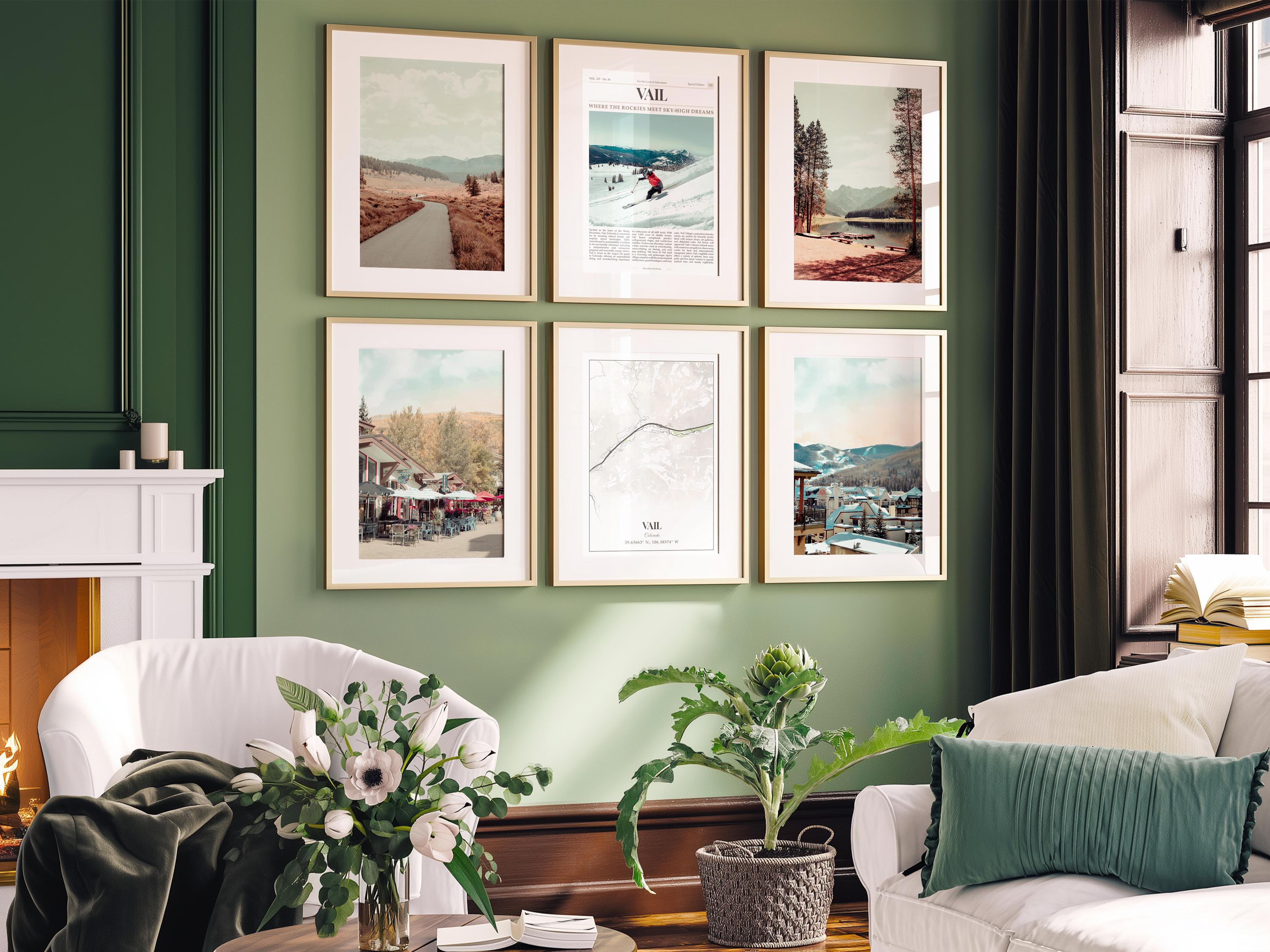 Vail City Prints Set of 6, Vail Poster Photos, Vail Map, Vail Wall Art ...