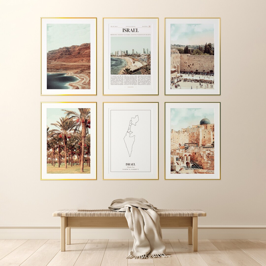Israel Prints Set of 6, Israel Poster Photos, Israel Map, Israel Wall ...