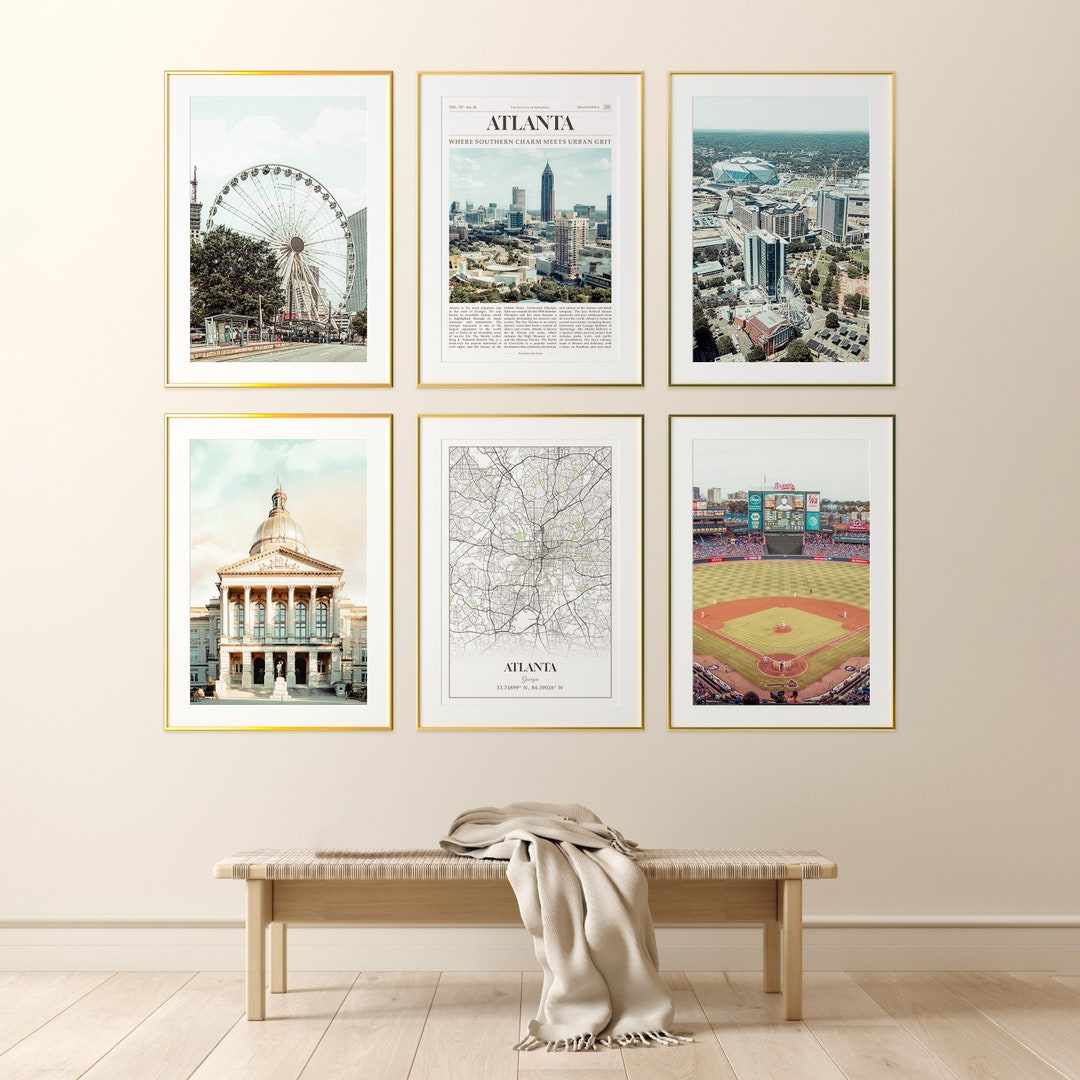 Atlanta City Prints Set of 6, Atlanta Photo Poster, Atlanta Map ...