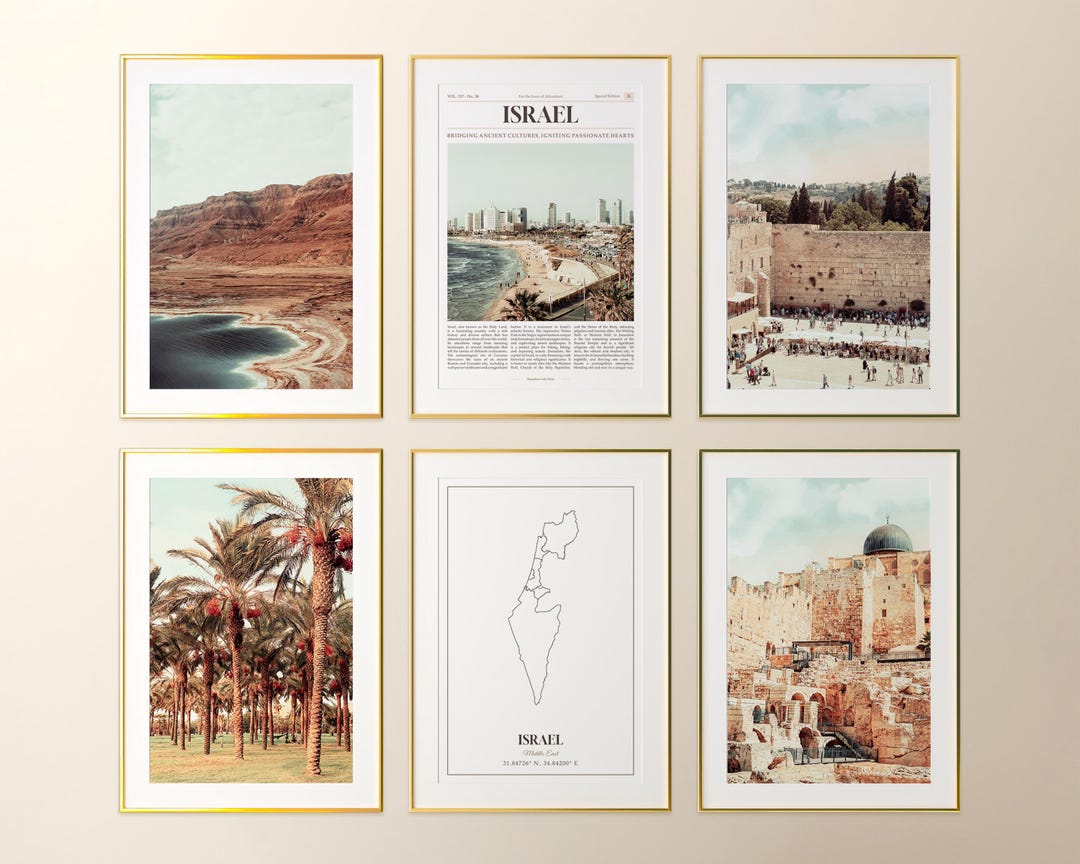 Israel Prints Set of 6, Israel Poster Photos, Israel Map, Israel Wall ...