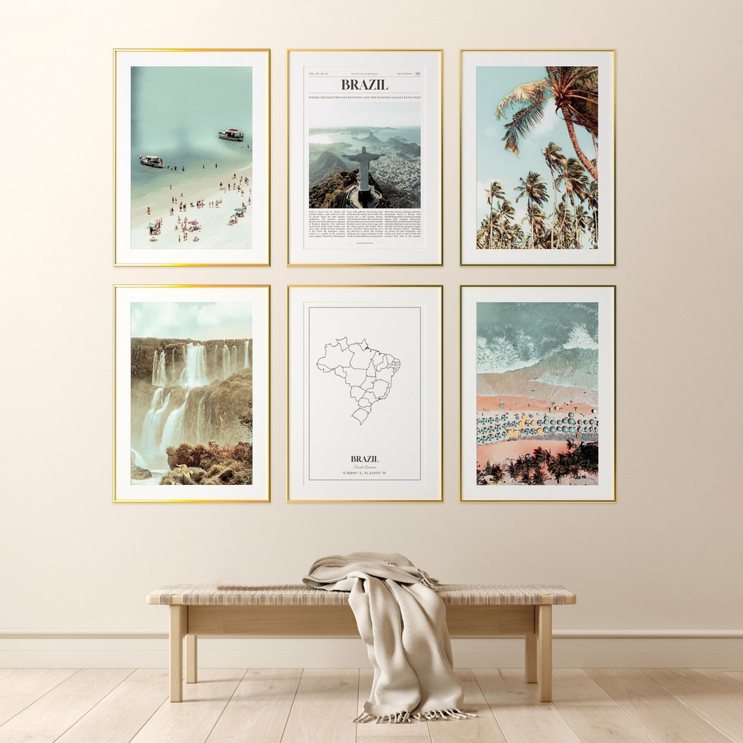 Brazil Prints Set of 6, Brazil Photo Poster, Brazil Map, Brazil Wall ...