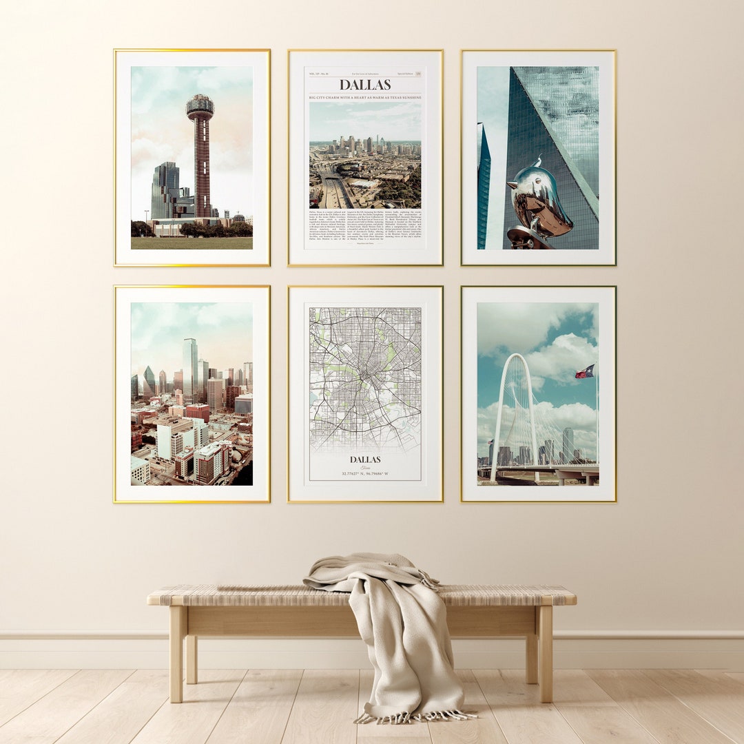 Dallas City Prints Set of 6, Dallas Photo Poster, Dallas Map, Dallas ...