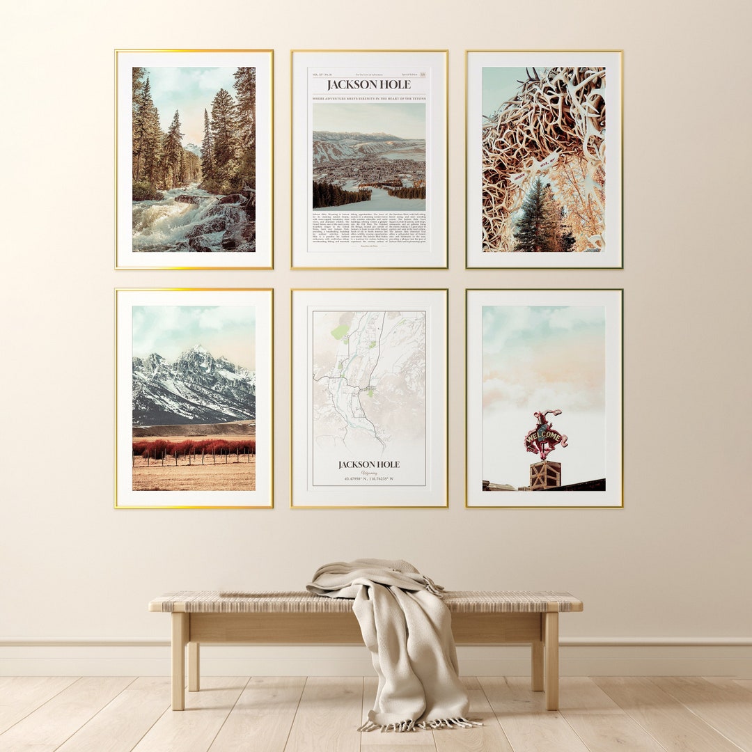 Jackson Hole City Prints Set of 6, Jackson Hole Poster Photos, Jackson ...
