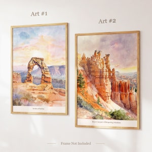 Watercolor Utah Prints Set of 6, Colorful Utah Posters, Rocky Mountain ...