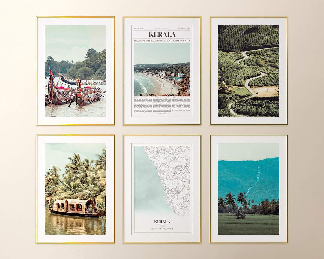 Kerala Prints Set of 6, Kerala Poster Photos, Kerala Map, Kerala Wall ...